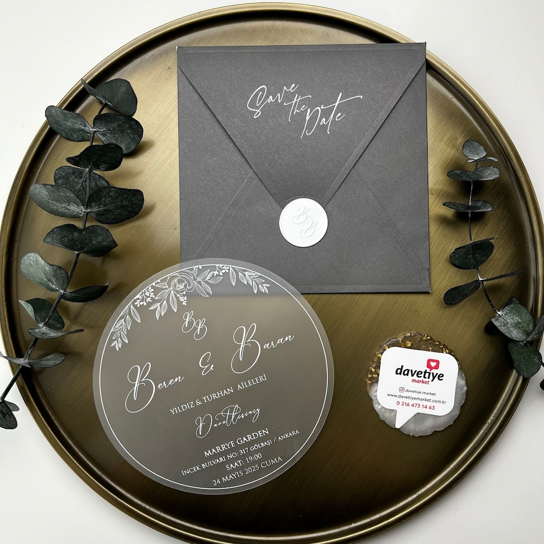 Round Transparent Wedding Invitation Card, White Printed Invitation ...