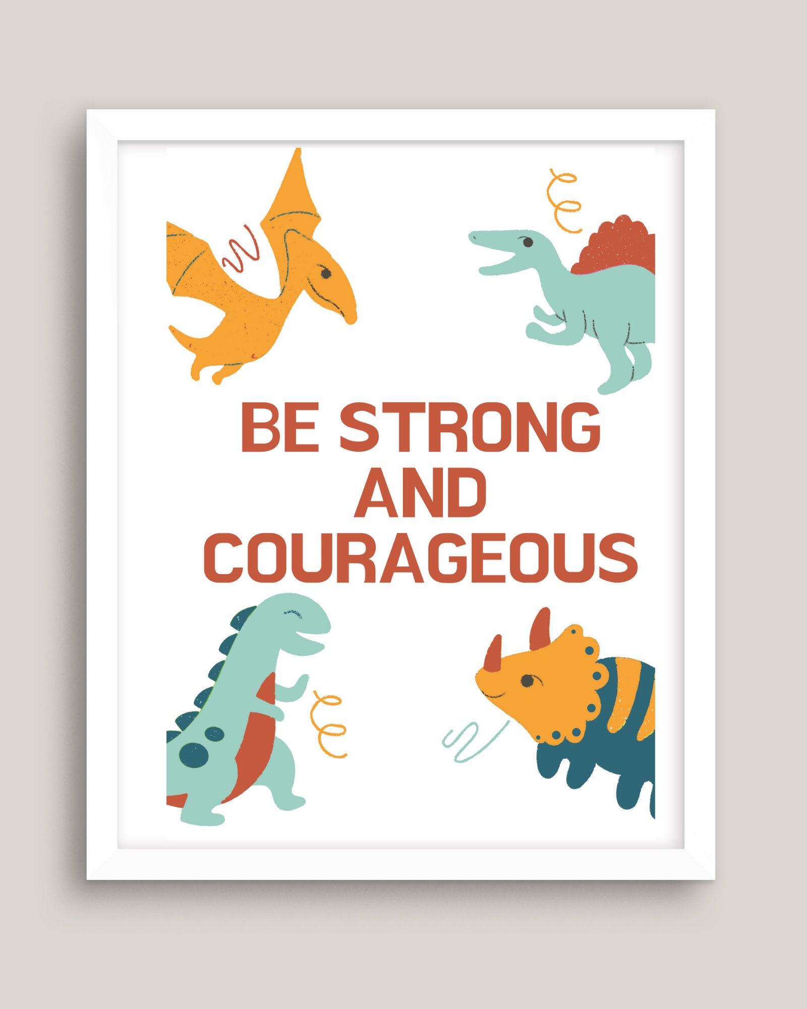 Dinosaur Print | Bible Verse | Kids Room | Nursery Decor | Joshua 1:9 ...
