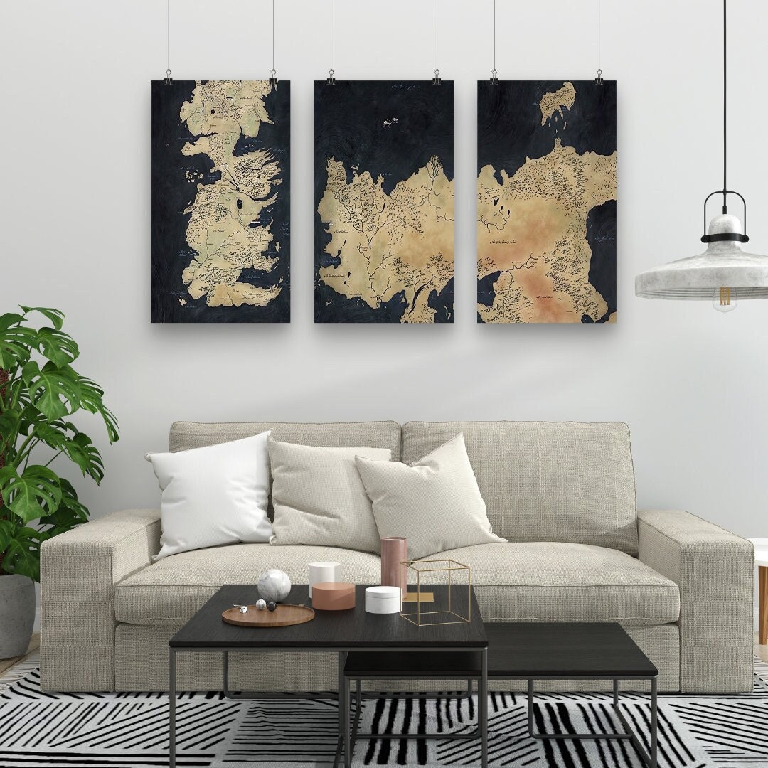 Westeros Map Poster: Game Of Thrones Map, GoT Poster, Seven Kingdoms ...