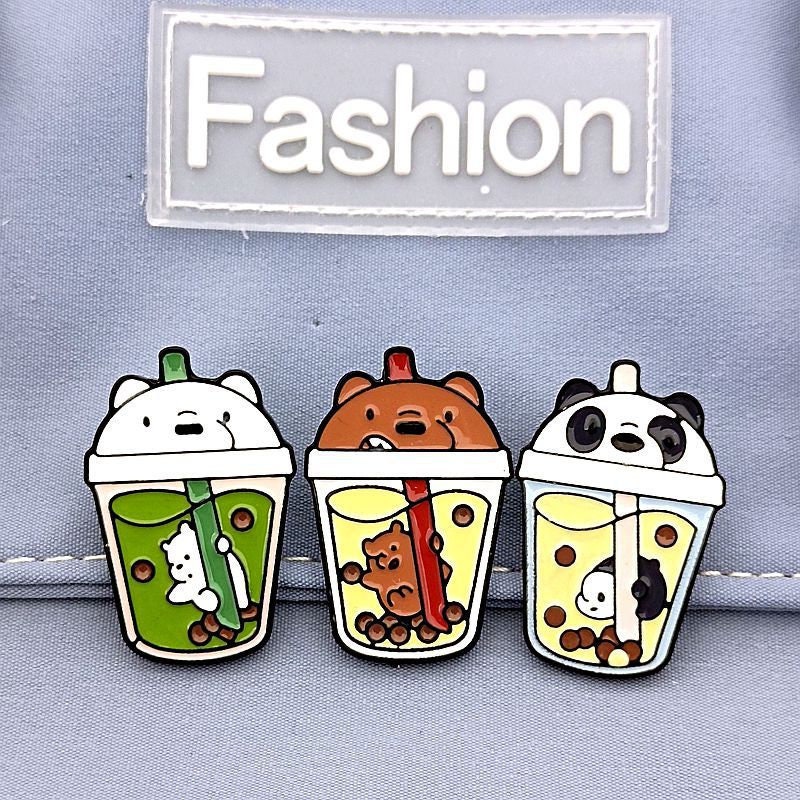 Set of 3 Boba Bear Pins Bubble Tea Animal Pins Cute Enamel - Etsy UK