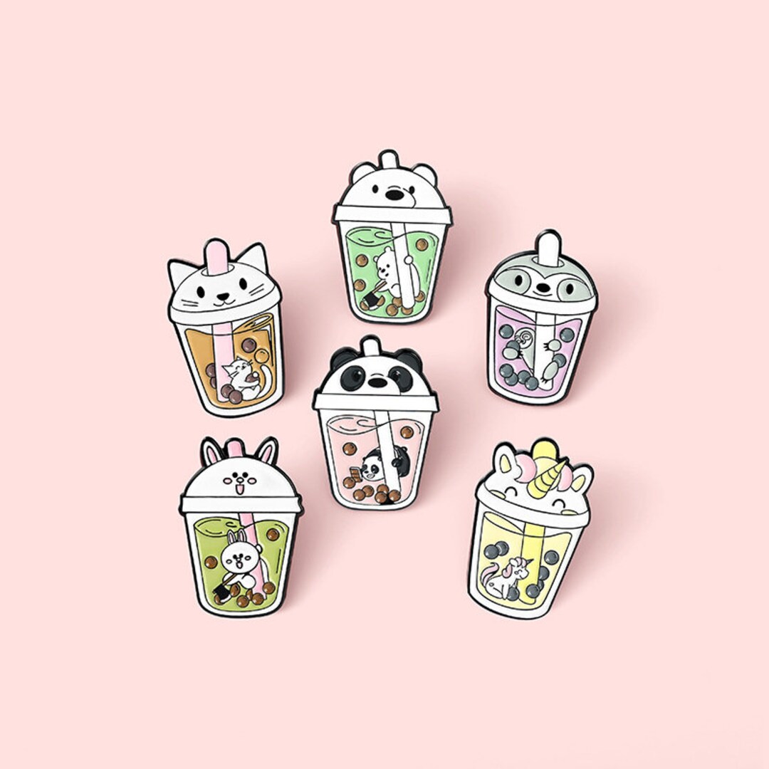6 Boba and Friends Pins Bubble Tea Animal Pins Cute Enamel - Etsy Australia