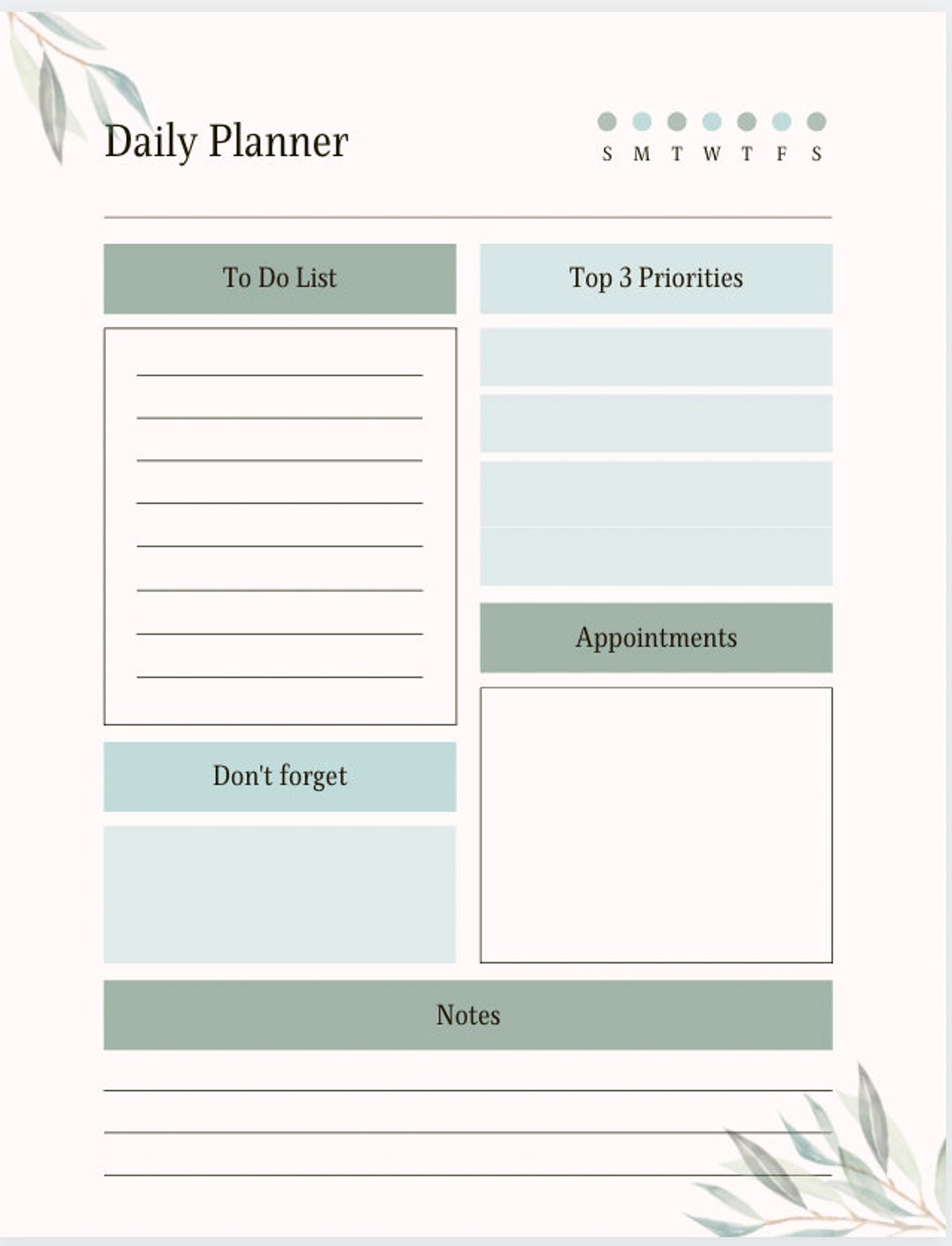 Greenery Planner/calendar/to Do List - Etsy