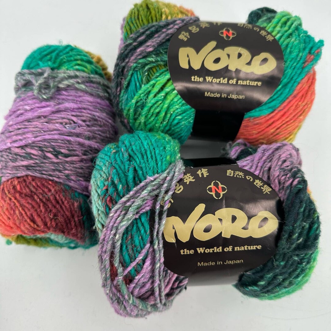 Noro TAIYO Yarn Cotton WOOL SILK Skeins Hakusan 71 Green Purple Orange ...
