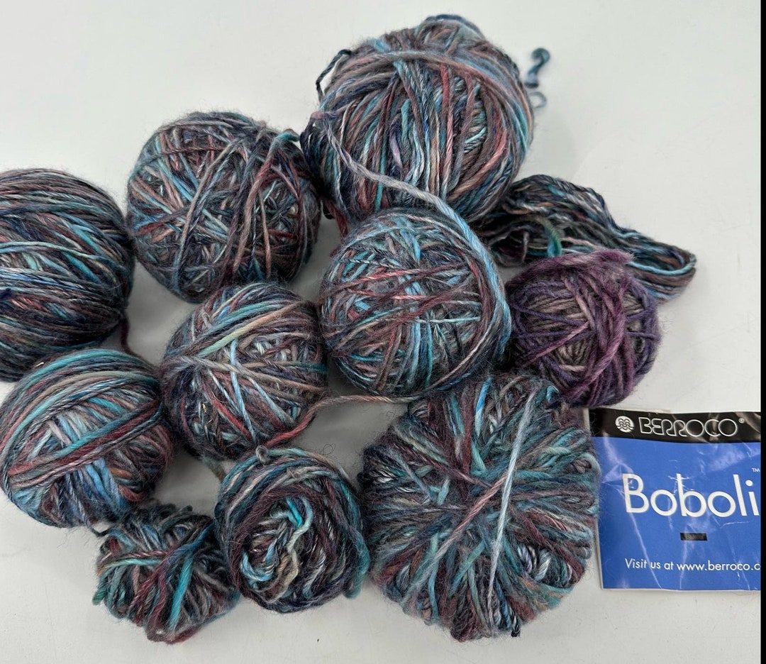 Berroco Boboli Brushed Yarn Lot Wool Acrylic Viscose Blend Italy Blue Gray Green Soft - Etsy