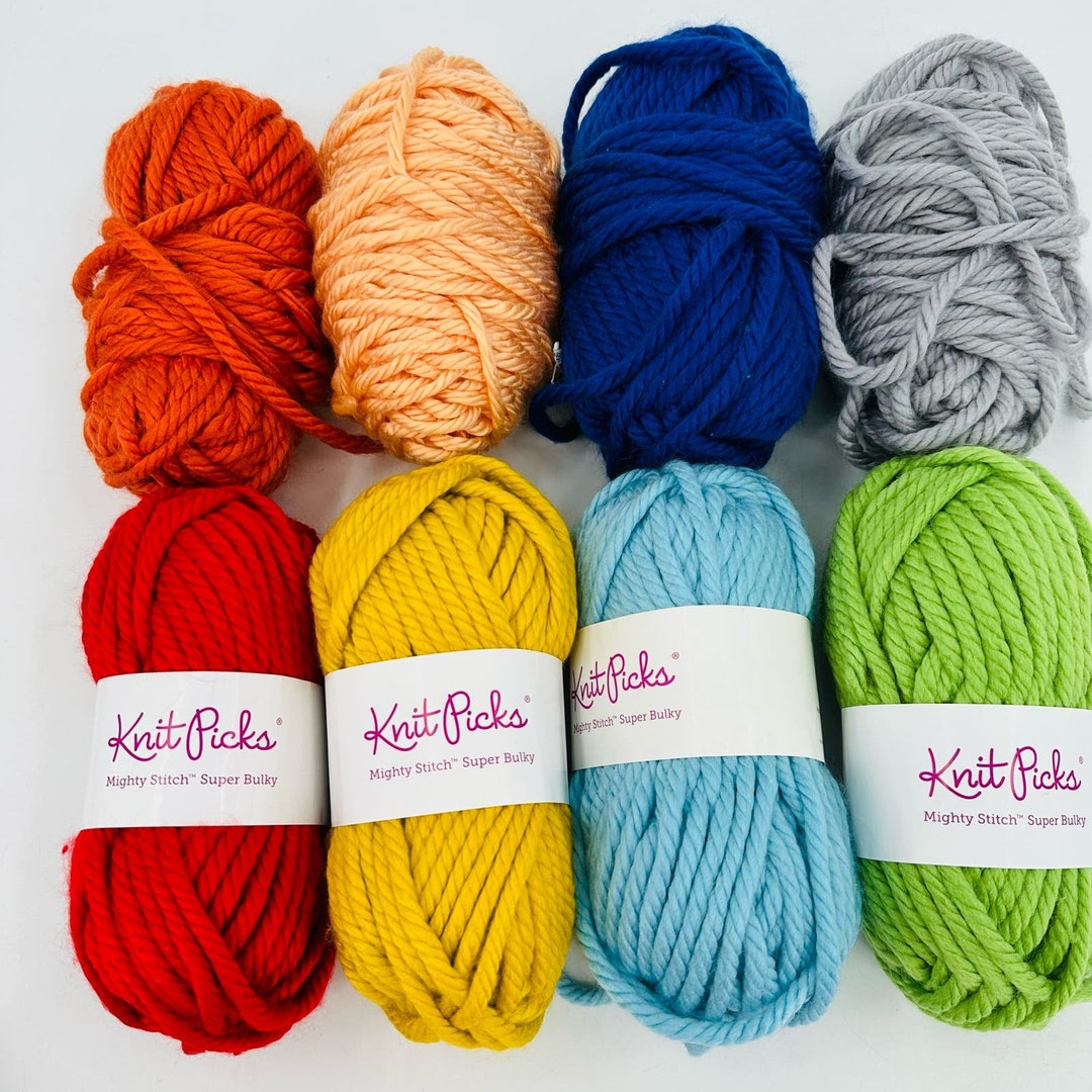 Knit Picks Mighty Stitch Super Bulky Yarn LOT Acrylic Wool Red Blue ...
