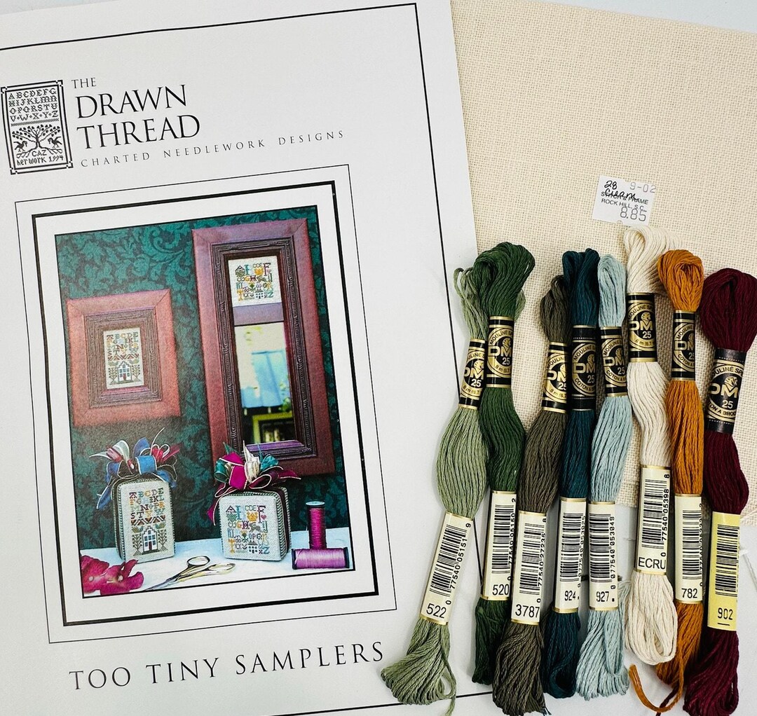 The Drawn Thread Counted Cross Stitch Kit TOO TINY Samplers Linen DMC Floss - Etsy