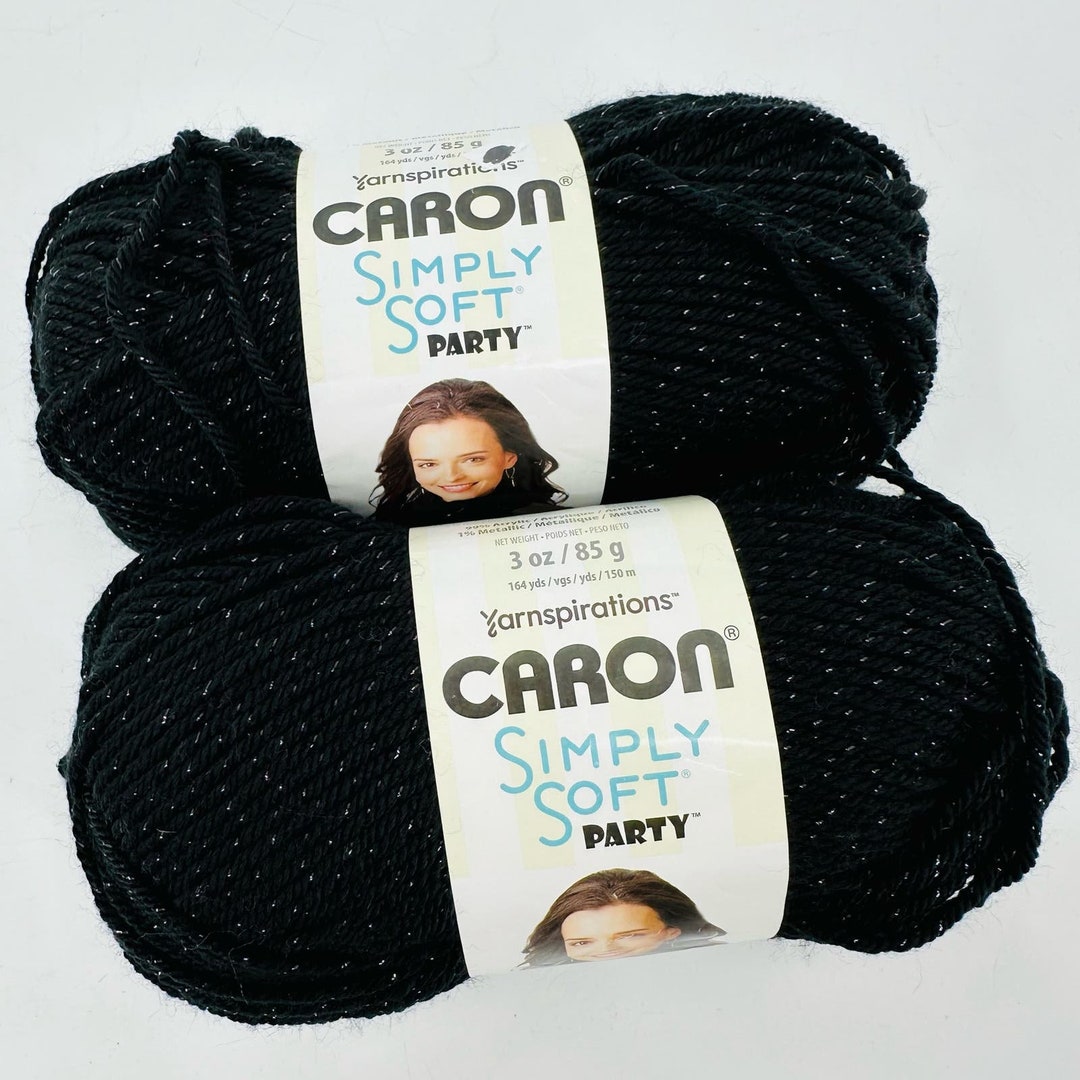 Caron Simply Soft Party Yarn Lot of 2 Black Sparkle Metallic 4 Medium ...