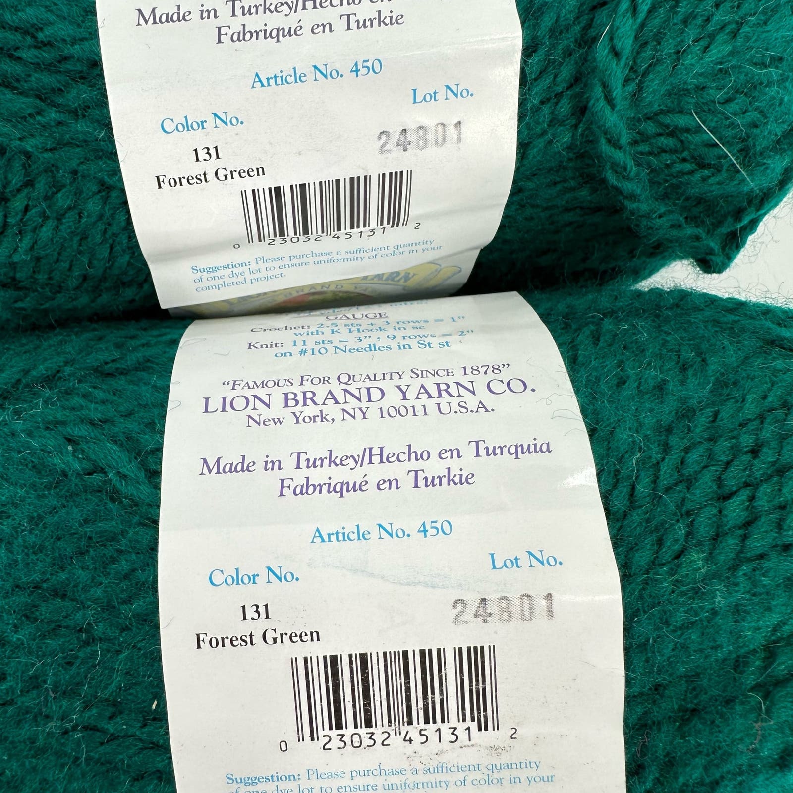 Vintage Lion Brand Jiffy Quick & Easy Mohair Look Yarn 131 Forest Green ...