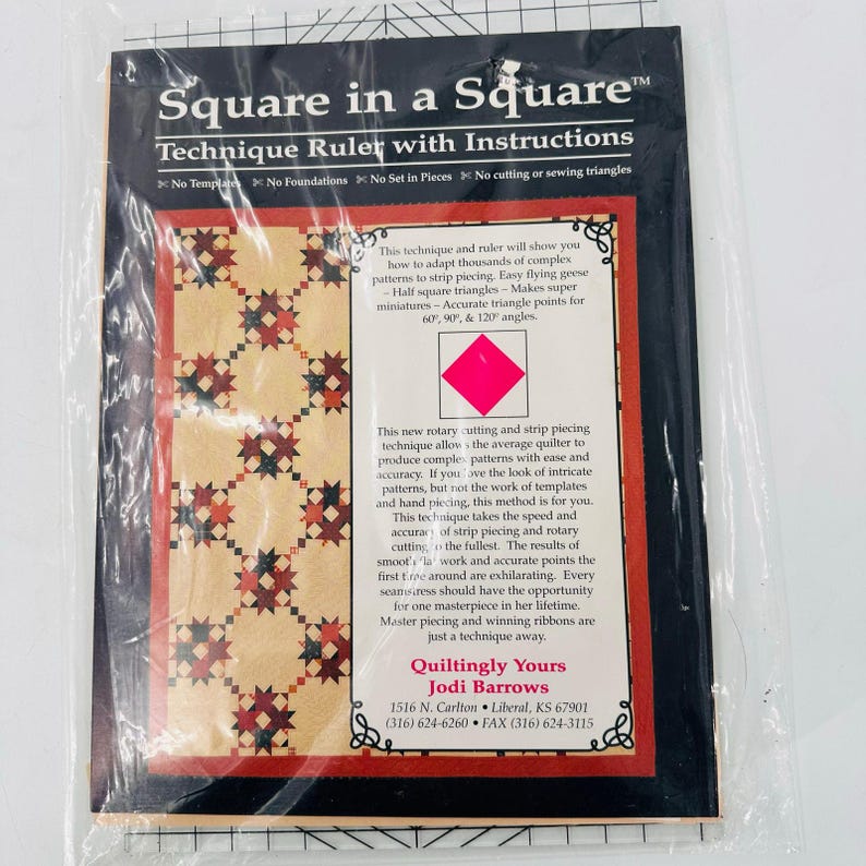 Square in a Square Technique Ruler & Instructions Jodi Barrows ...