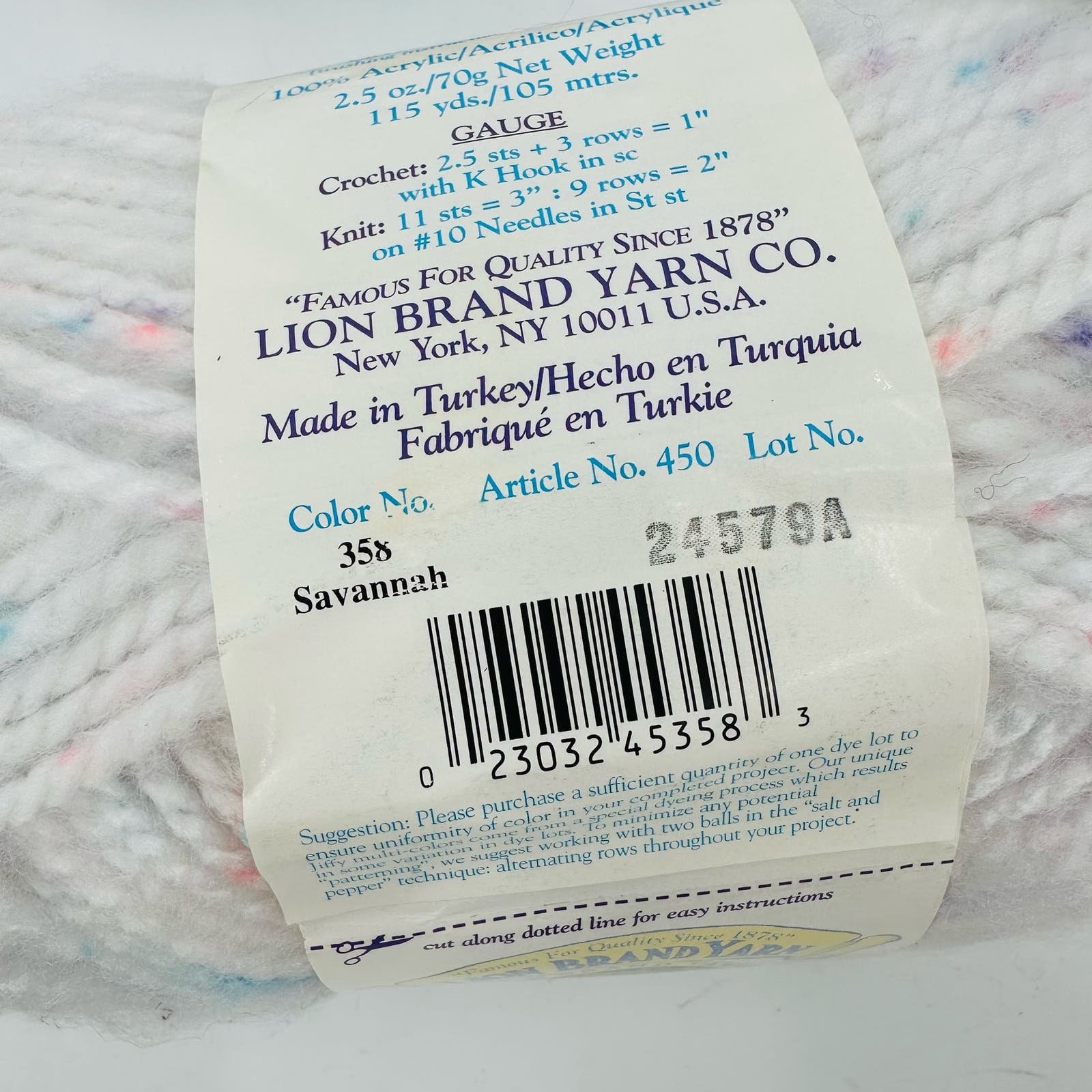 Vintage Lion Brand Baby Jiffy Quick & Easy Mohair Look Yarn SAVANNAH ...