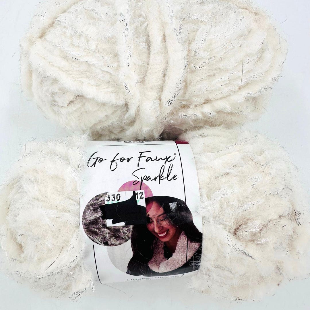 2 Lion Brand Go for Faux Sparkle Furry Yarn Super Bulky STAR White Silver - Etsy