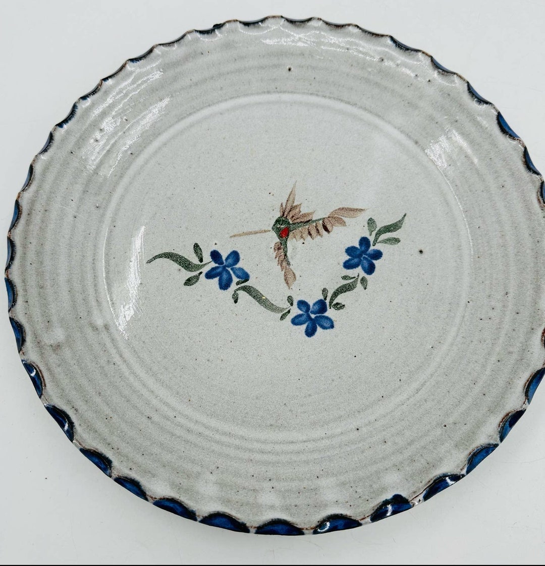 Owens Pottery Hummingbird Pie Plate Serving Dish Redware Clay Seagrove ...