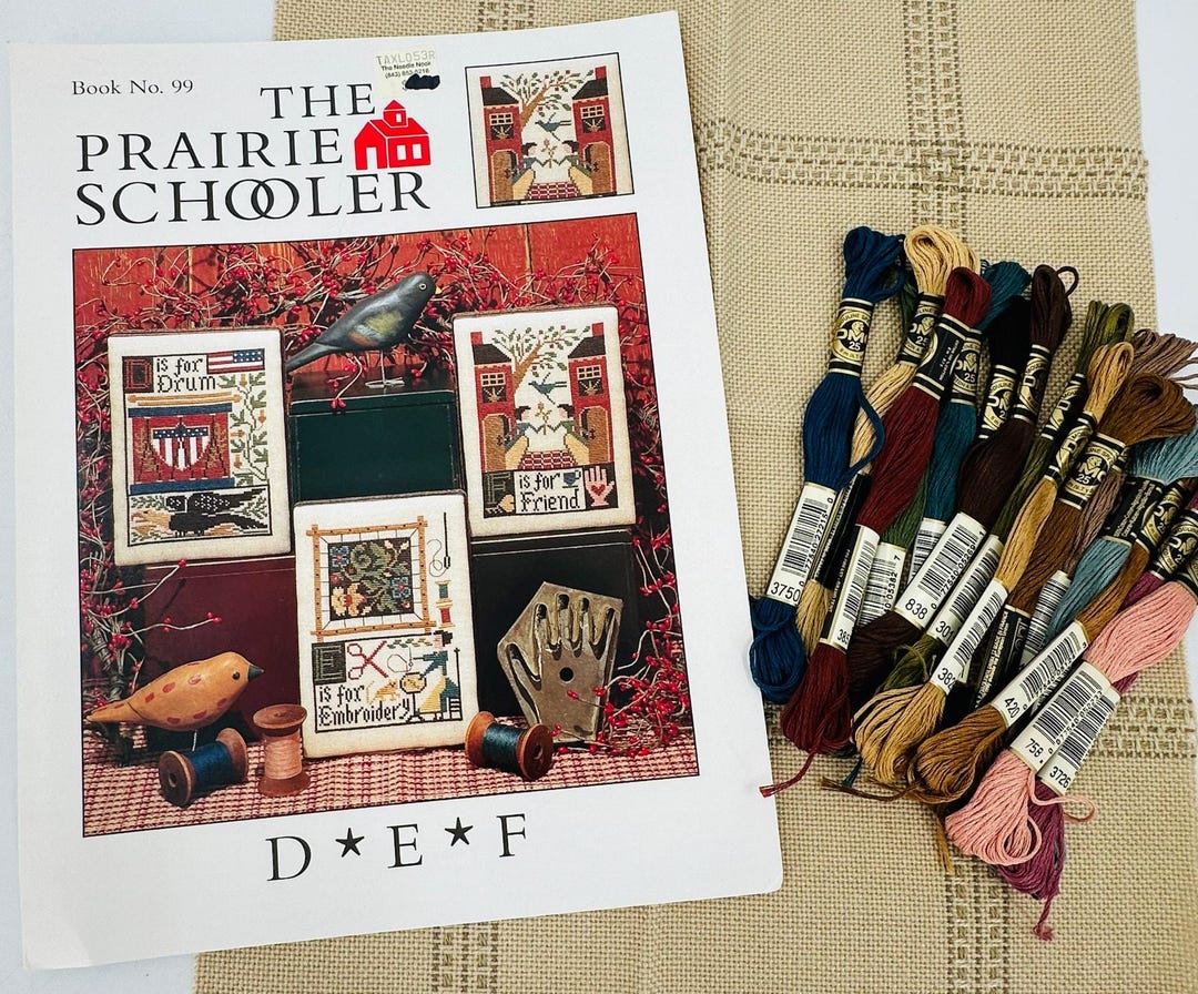The PRAIRIE SCHOOLER Cross Stitch Pattern Kit DEF Dmc Thread Floss ...