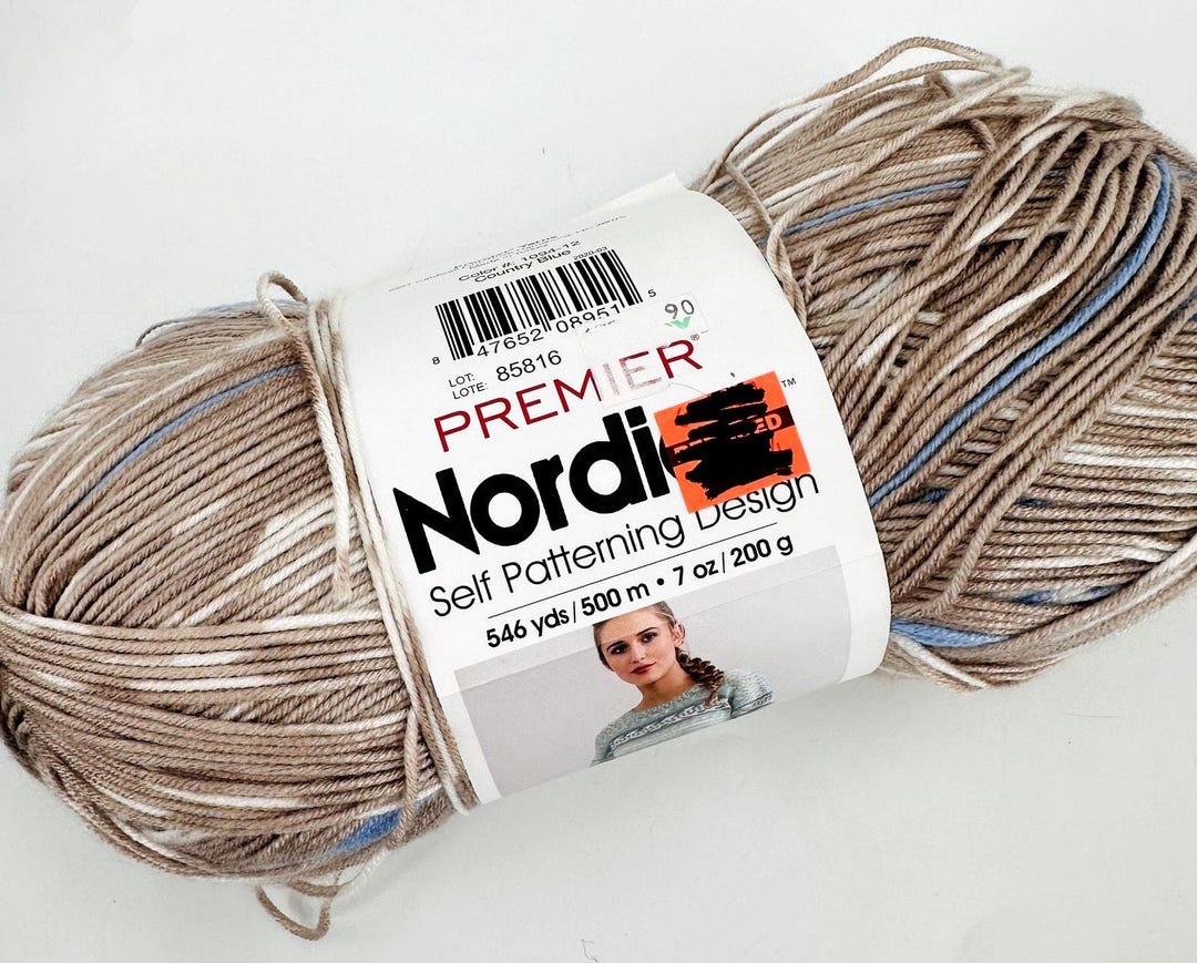 Premier Nordic Self Patterning Design Yarn Light #3 COUNTRY BLUE Tan ...