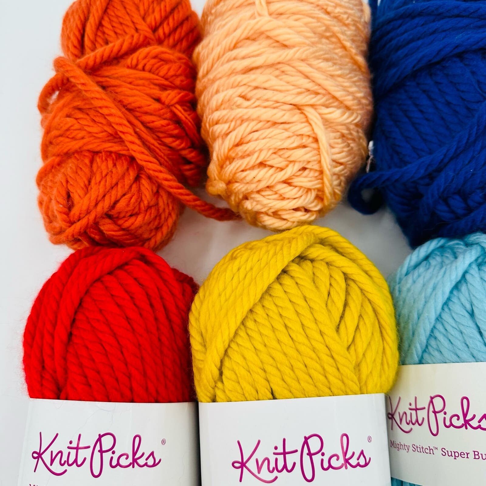 Knit Picks Mighty Stitch Super Bulky Yarn LOT Acrylic Wool Red Blue ...