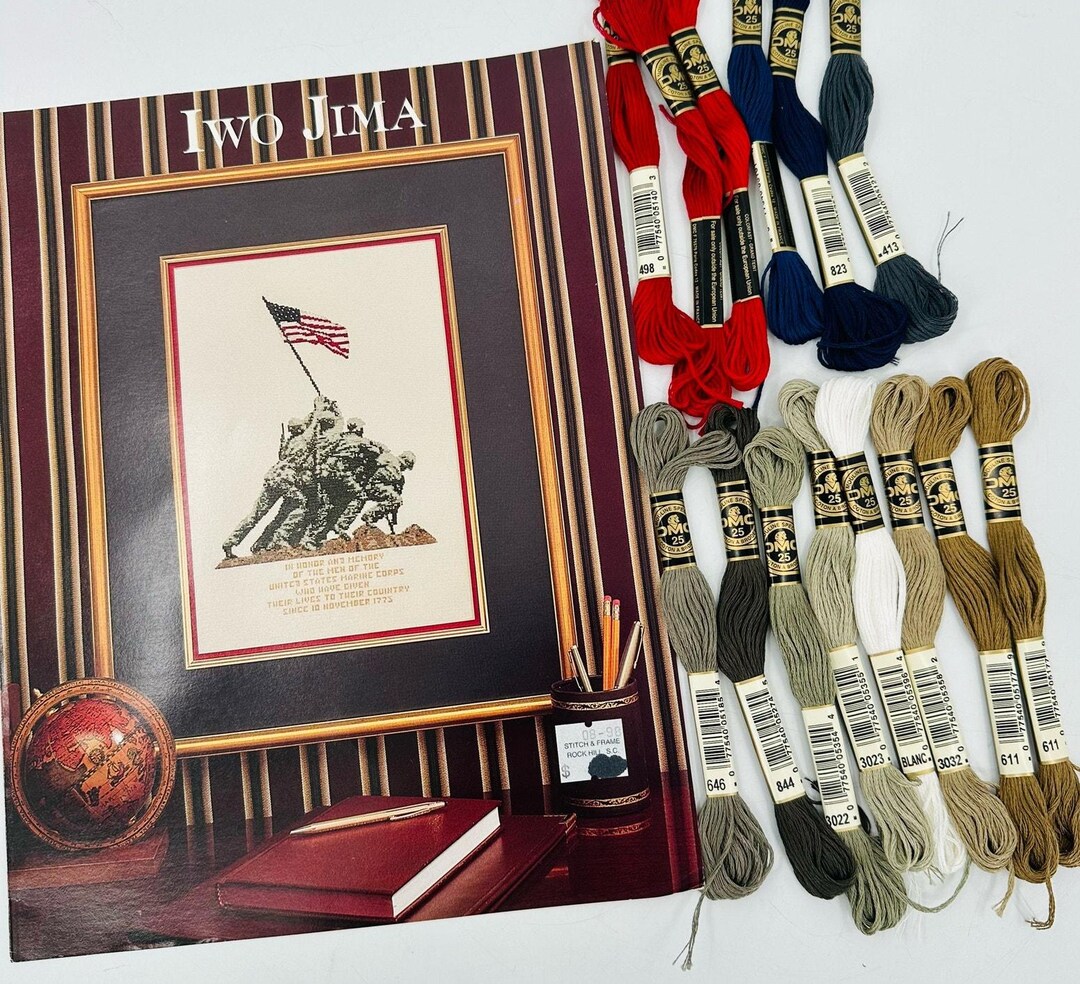 Marine Corps Iwo Jima Memorial Counted Cross Stitch DMC Floss Militaria ...