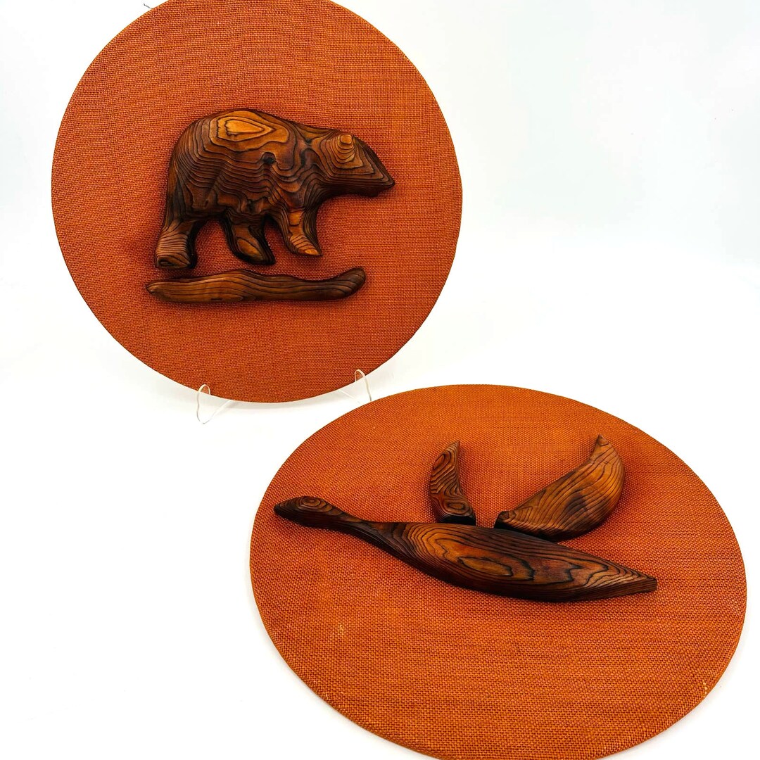 MCM Danish Brown Bear Goose Wood Wall Sculpture by Robbie Probert ...
