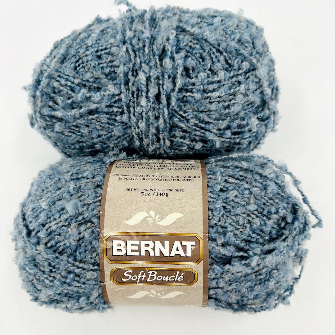 Bernat Soft Boucle Yarn Soft Blue Shades 953 Acrylic 5 Oz Textured 2 ...