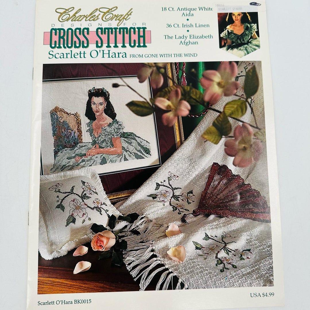VINTAGE 1993 Charles Craft Designs Cross Stitch Pattern Scarlett O'hara ...