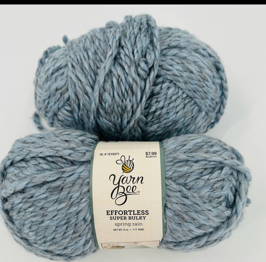 2 Yarn Bee Effortless Super Bulky Yarn SPRING RAIN Blue Gray Skeins ...