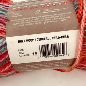 Red Heart Hopscotch Yarn HULA HOOP 1 Skeins Medium Twist Pink Blue ...