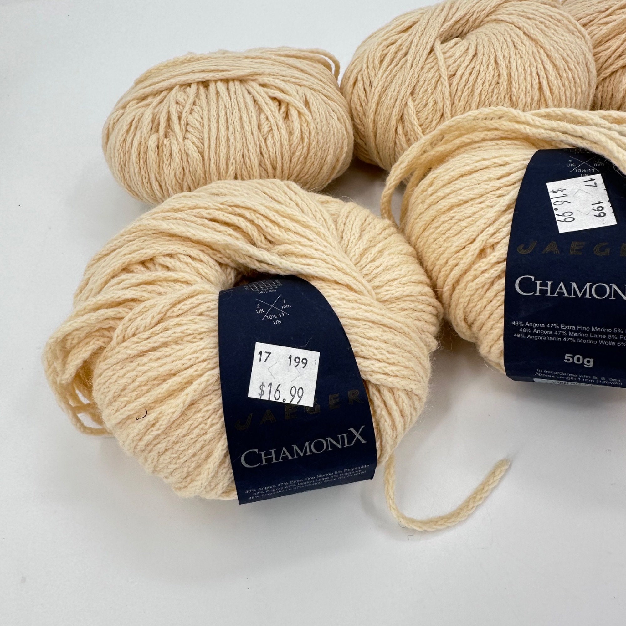 Jaeger Chamonix Angora Merino Wool Yarn 6 Balls SH909 Butter Cream ...