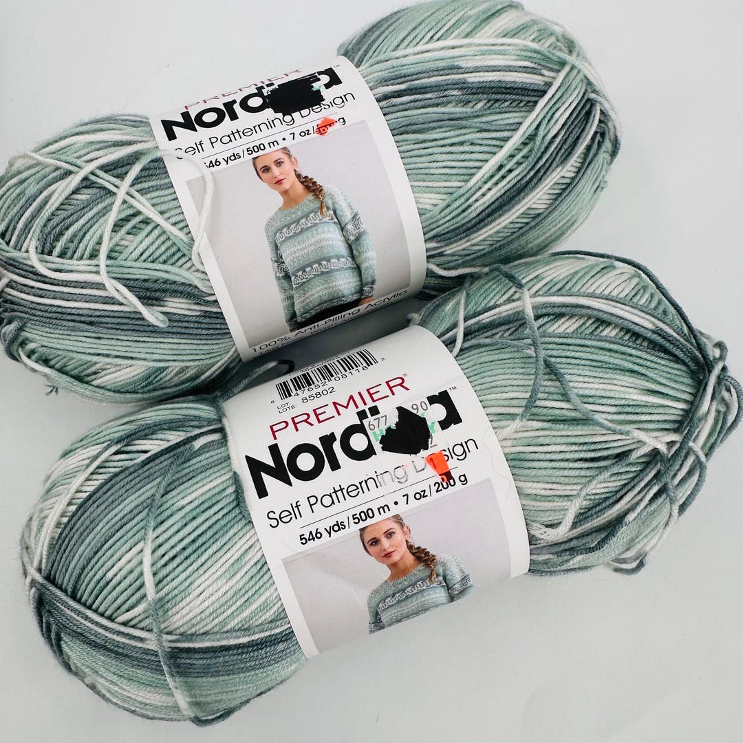 2 Premier Nordic Self Patterning Design Yarn Light #3 SPEARMINT GREEN ...