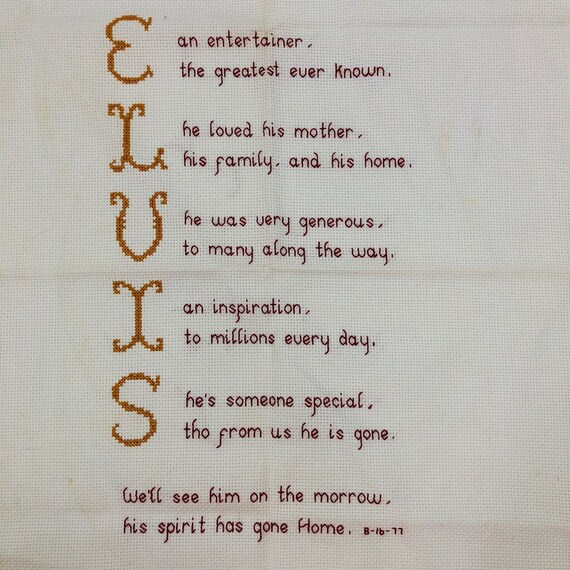 ELVIS Presley terminó Cross Stitch Acrostic Name Poem Rock n - Etsy México