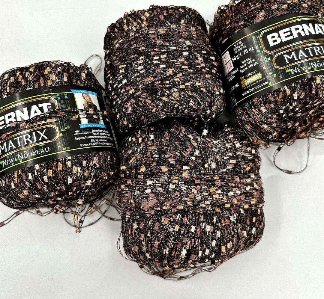 Bernat Matrix Ladder Ribbon Yarn NATURAL NETWORK Browns Neutrals (4 ...
