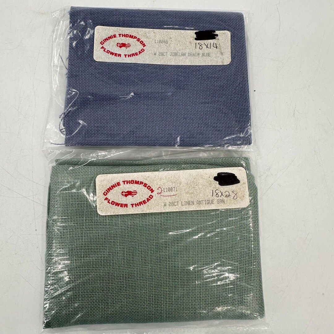 Ginnie Thompson Flower Thread 28 Ct Needlework Cross Stitch Linen Blue ...