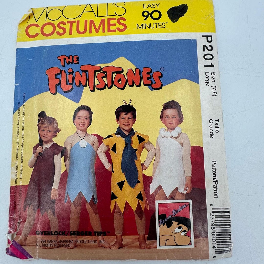 Mccalls Flintstones Costume Pattern Childrens Large 7-8 Fred Barney ...
