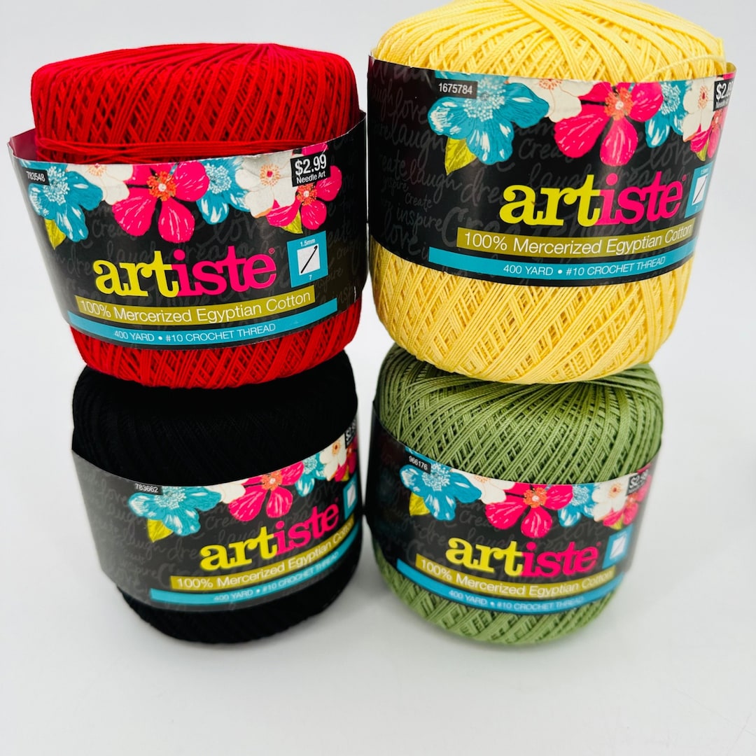 4 Artiste Crochet Thread 100% Mercerized Egyptian Cotton Yellow Red ...