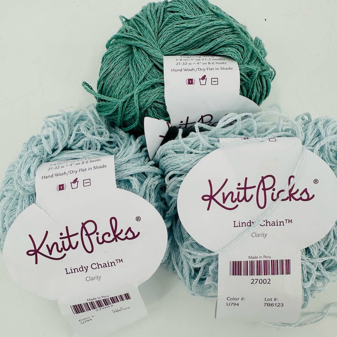 3 Knit Picks Lindy Chain Yarn Sagebrush Green Clarity Blue Linen Pima ...