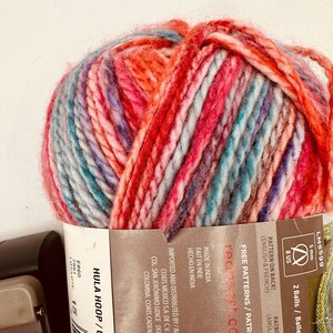 Red Heart Hopscotch Yarn HULA HOOP 1 Skeins Medium Twist Pink Blue ...