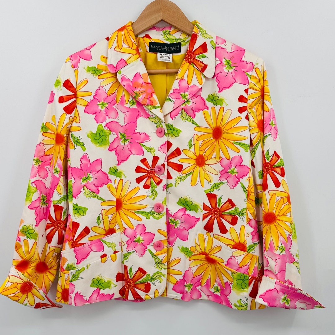Harve Benard by Benard Holtzman Bold Floral Blazer Womens 12 Large ...