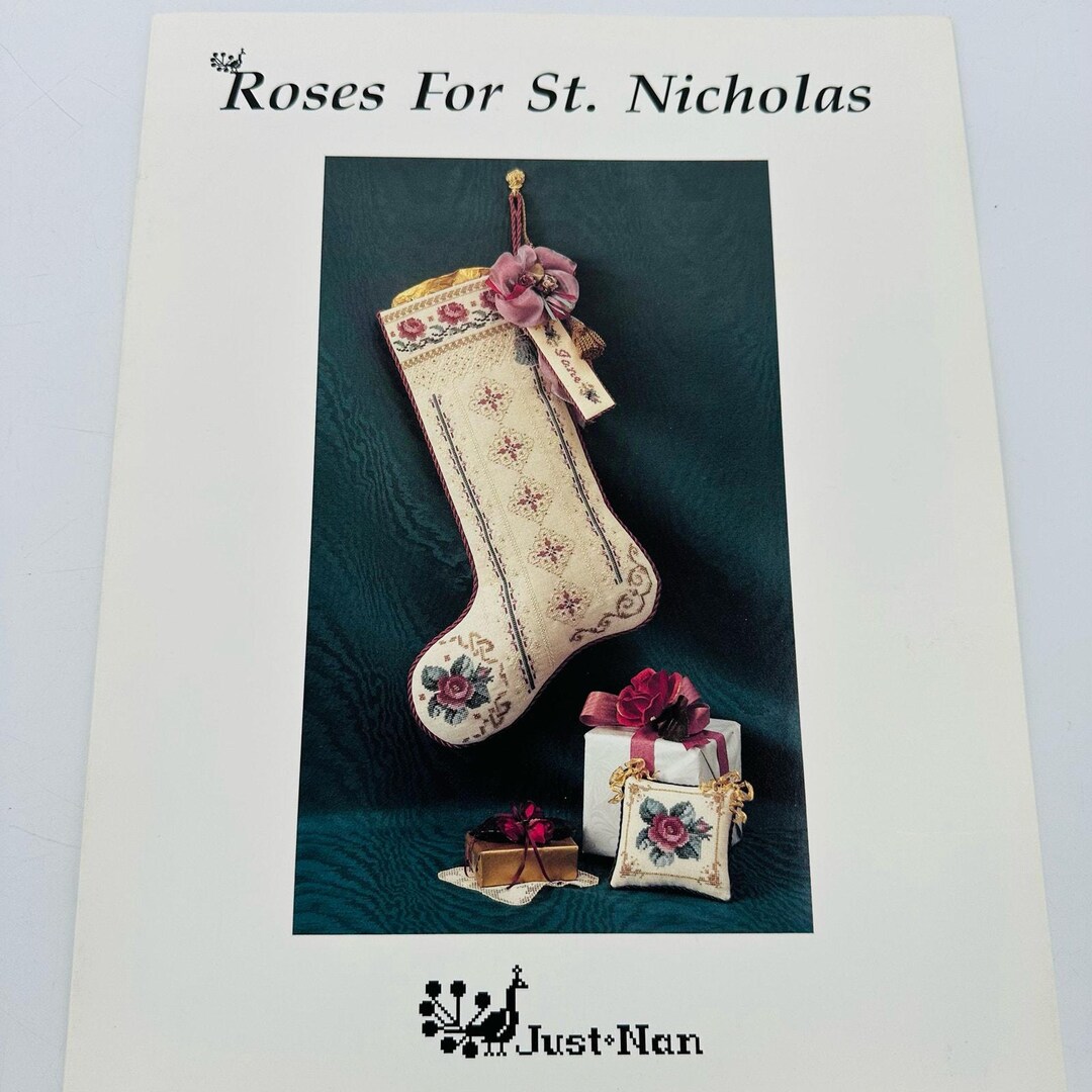 Just Nan ROSES for ST. NICHOLAS Stocking Chart Stitch Diagram Cross ...