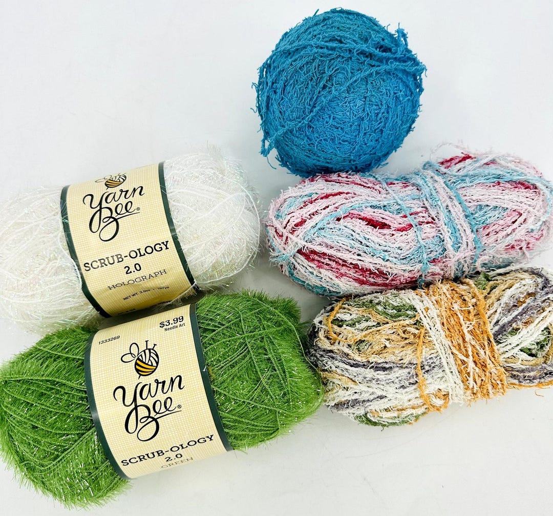 Yarn Bee Scrub-ology 2.0 and Cotton Yarn Mixed Lot Holograph Green Blue ...