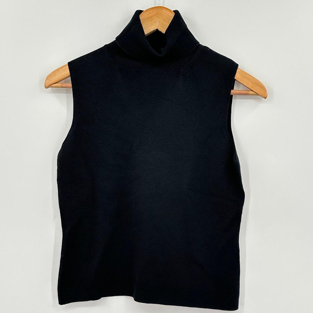 Vintage Freeport Studio Sleeveless Tank Sweater Black Cotton Rayon ...