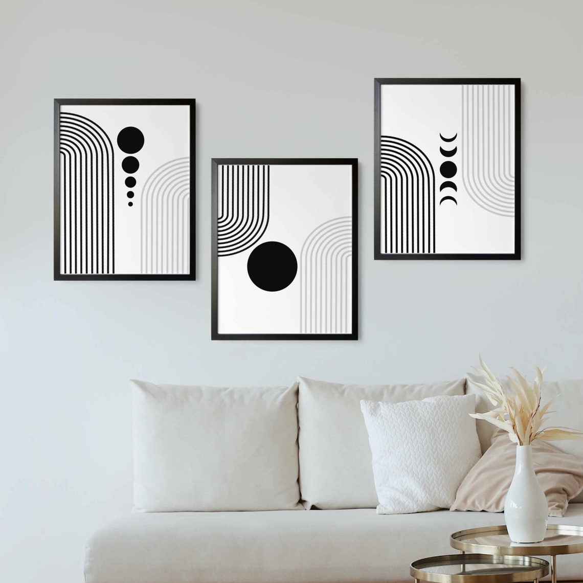 Geometric Rainbow Arch Printable Art,modern Minimalist Decor, Black and ...