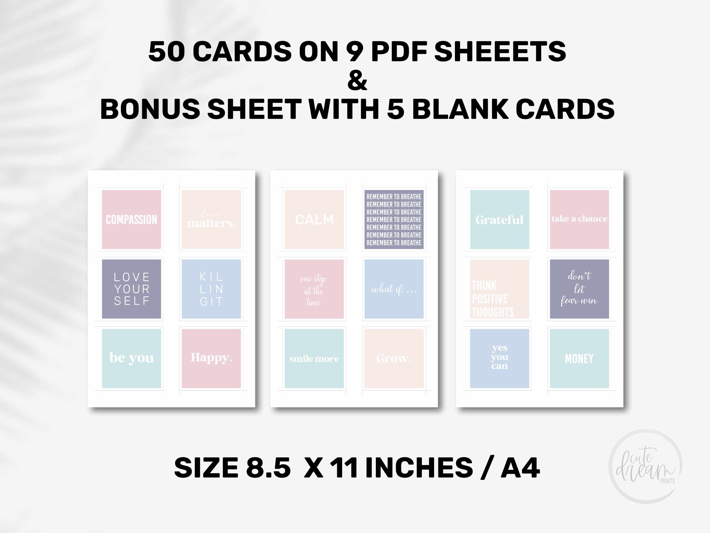 Printable Vision Board Kit, No.2, 50 Affirmation Cards, Positive ...