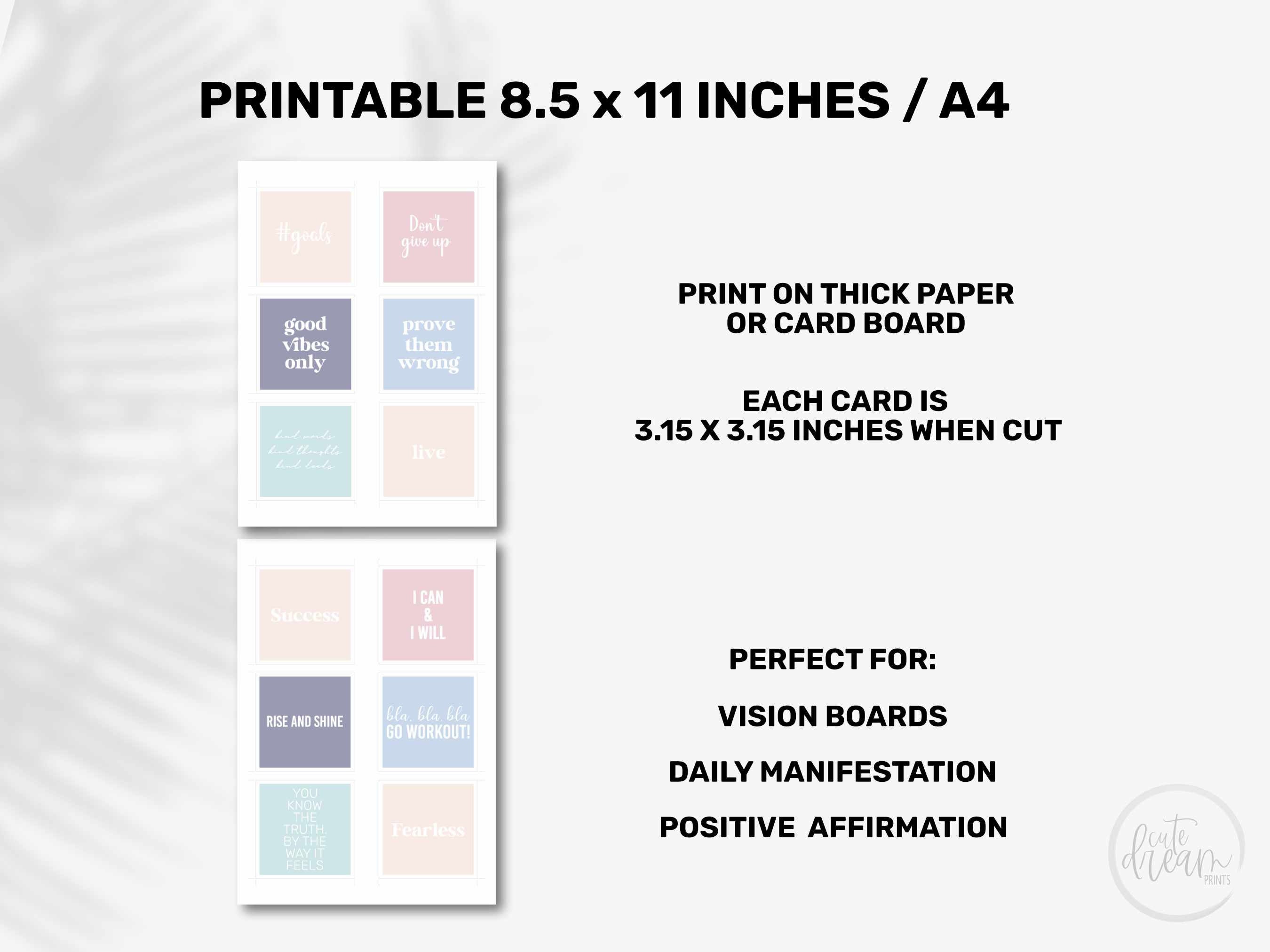 Printable Vision Board Kit, No.2, 50 Affirmation Cards, Positive ...