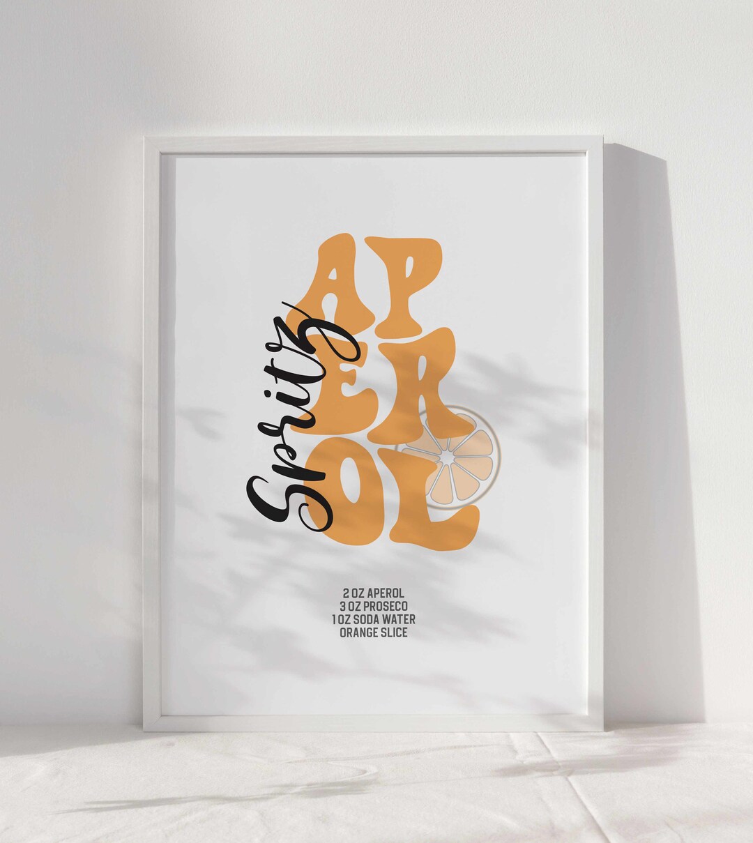 Aperol Spritz Cocktail Print, Retro Wall Art, Cocktail Bar Chart Poster ...