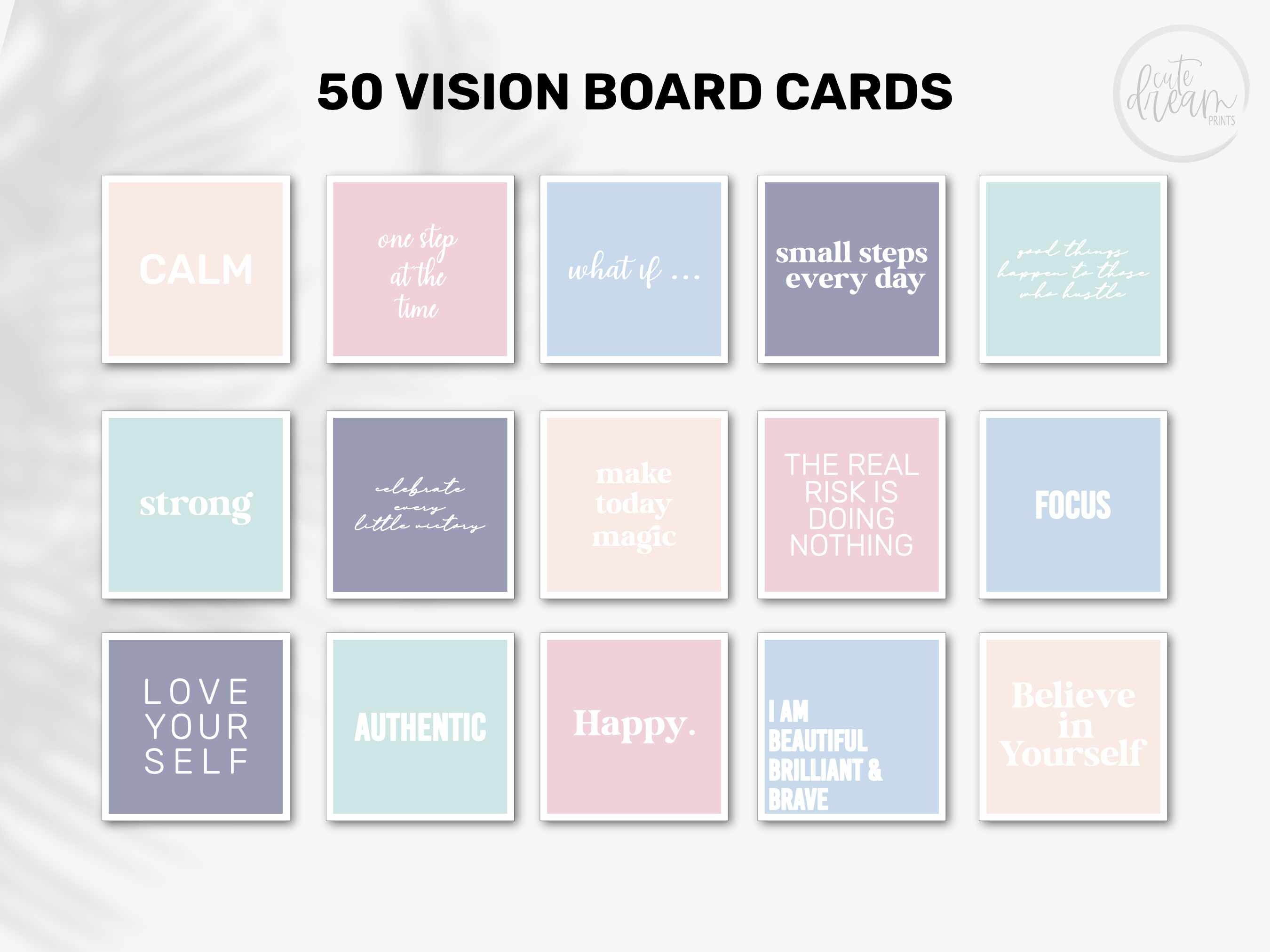 Printable Vision Board Kit, No.2, 50 Affirmation Cards, Positive ...