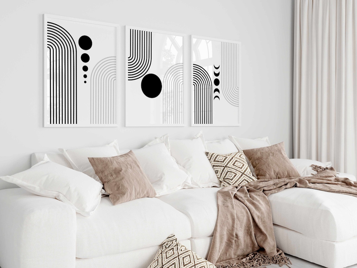 Geometric Rainbow Arch Printable Art,modern Minimalist Decor, Black and ...