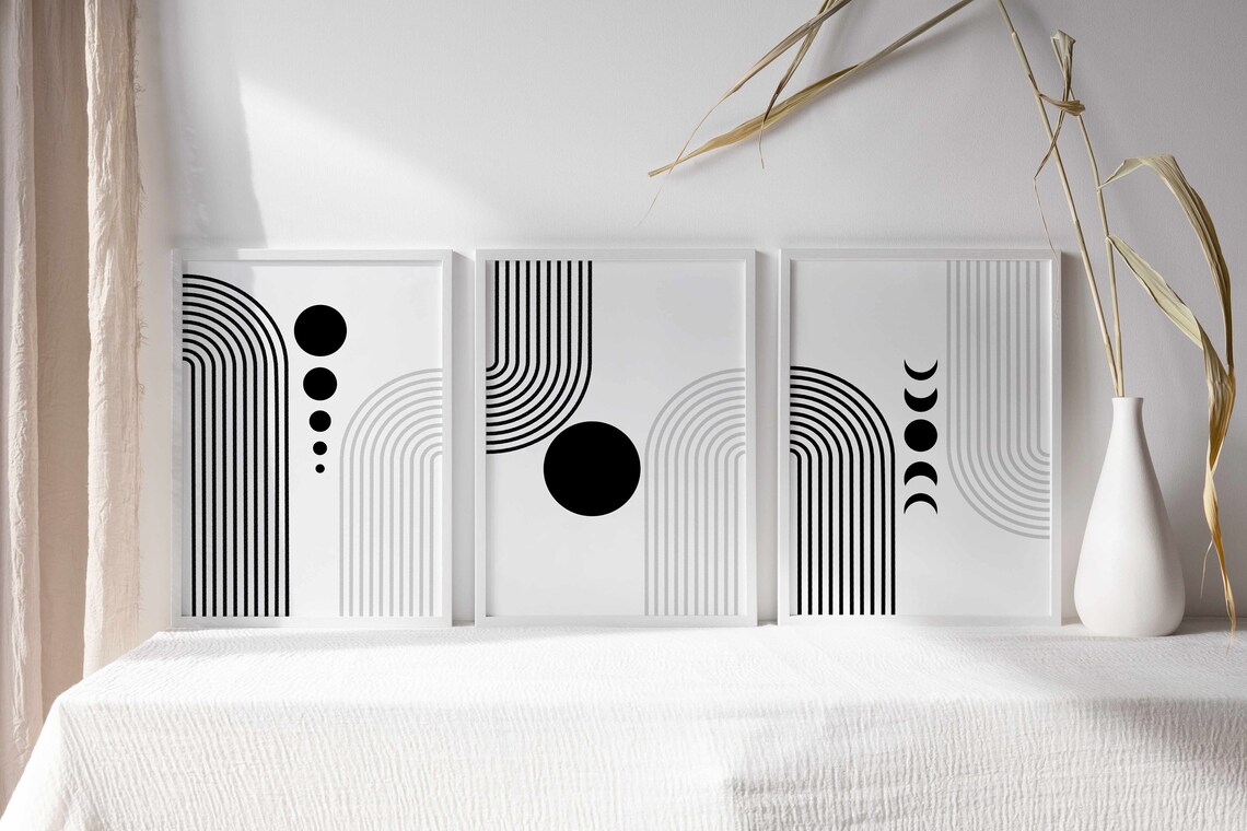 Geometric Rainbow Arch Printable Art,modern Minimalist Decor, Black and ...