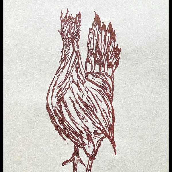 Chicken Linocut - Etsy