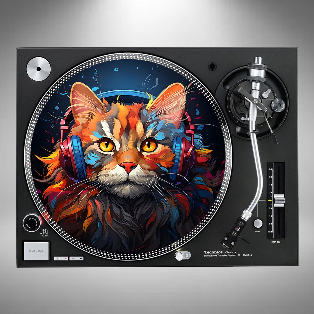 Cat Slipmats DJ Vinyl Record Turntable Individual or a Pair Cat Lover 2 ...