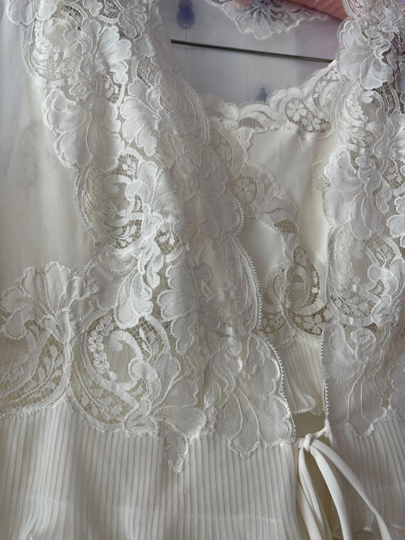 60s, white, lace, louge set, tiered, 2 piece - Gem