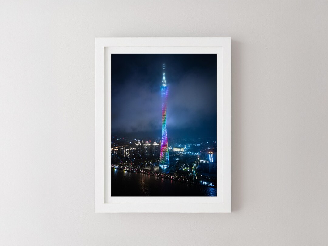 China Guangzhou Night Print | Canton Tower, Cityscape Photo, City Wall ...