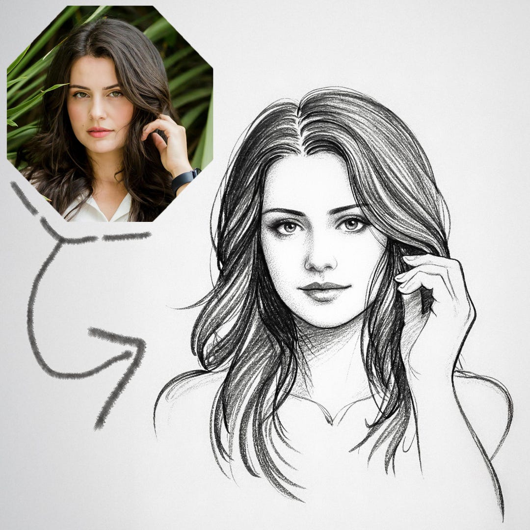 Custom Sketch Portrait From Photo – Realistic Pencil Drawing Style ...
